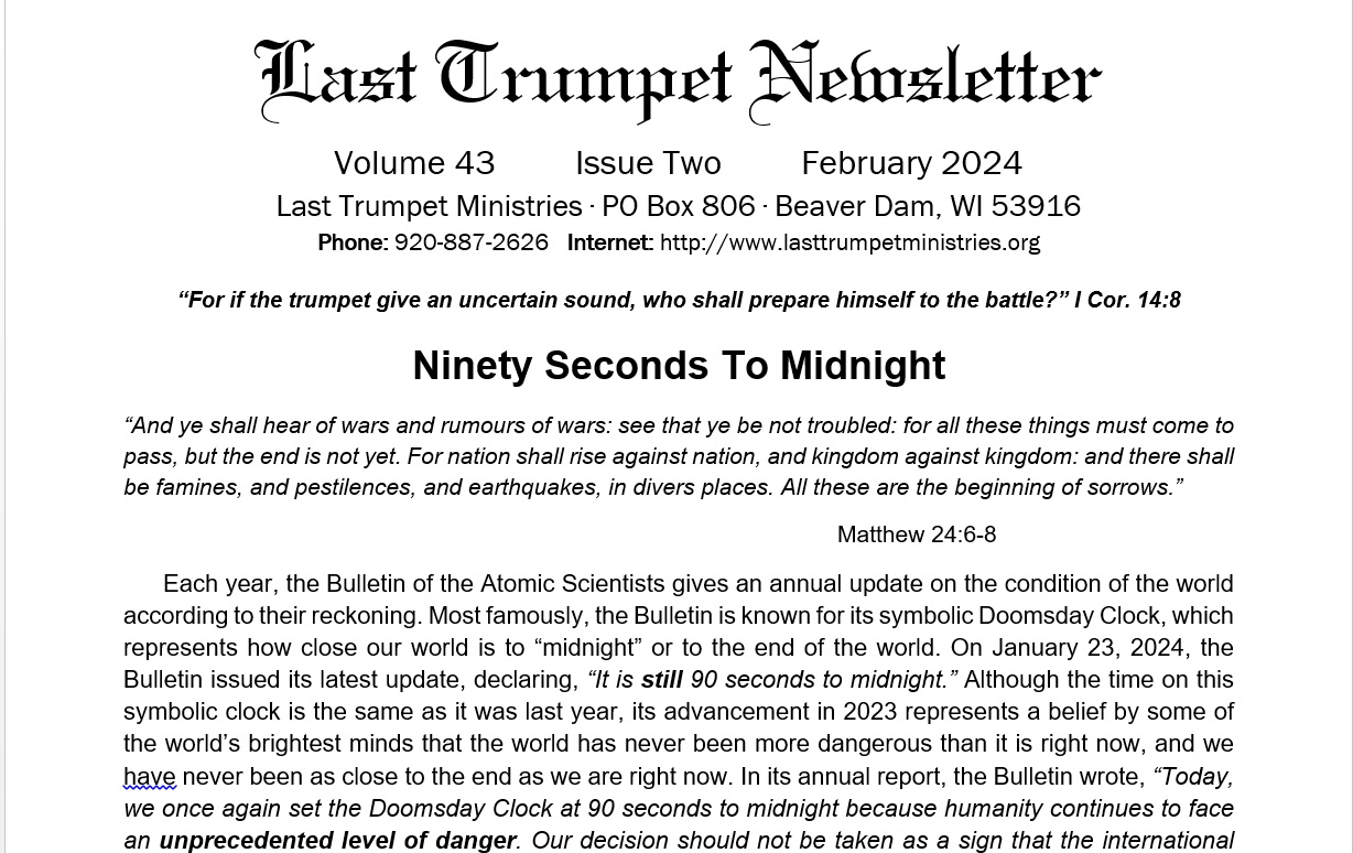 Last Trumpet Newsletter - February 2024